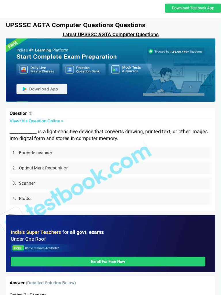 Upsssc Agta Computer Questions 65f151d57e50764aa7a536c1 | PDF