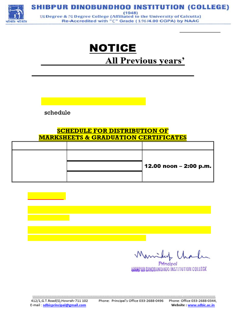 Notice Distribution AllPreviousYearsMarksheets Certificates 22june2024 ...