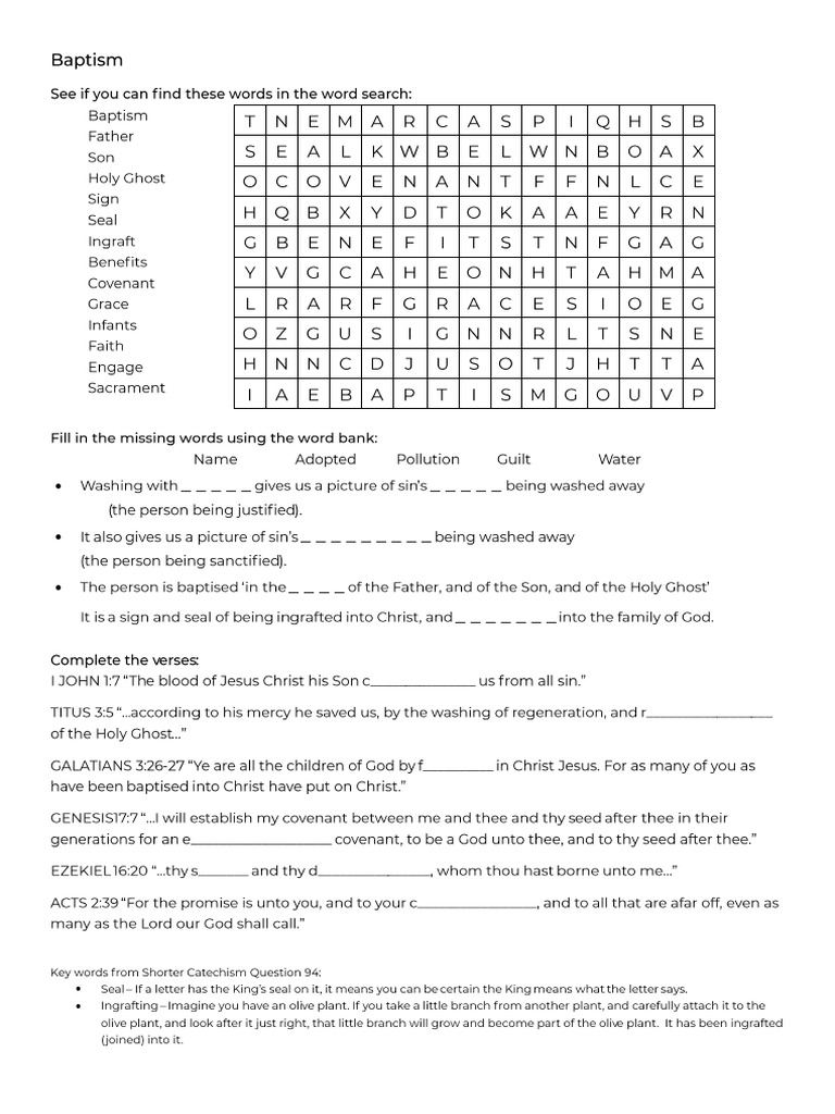Baptism Word Puzzles | PDF