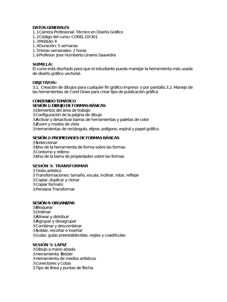 Silabus de Corel | PDF