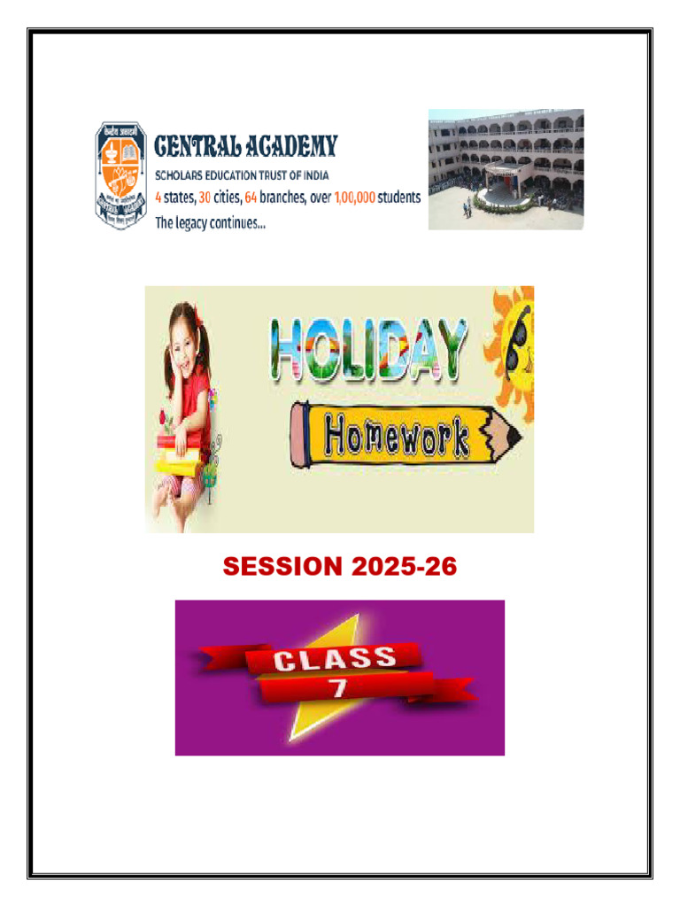 Class 7 Holiday Homework | PDF