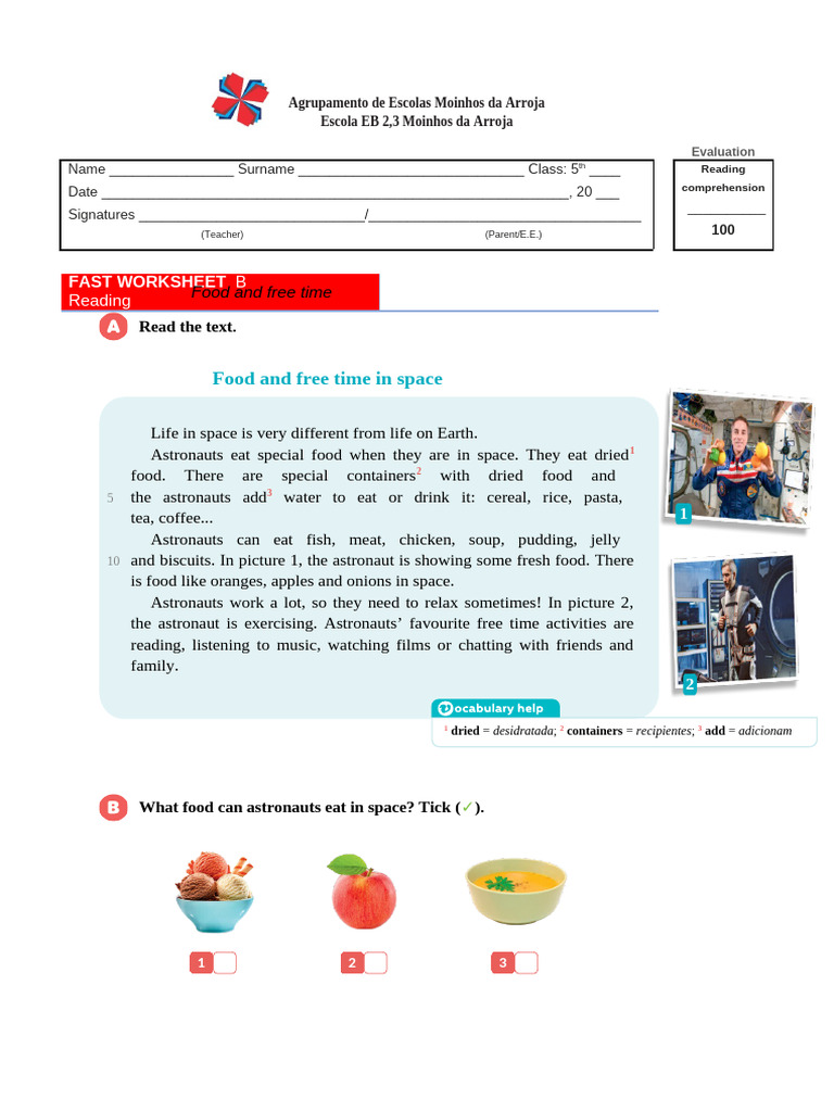Fast Worksheet Reading B - Food and Free Time | PDF | Asian Cuisine | Foods