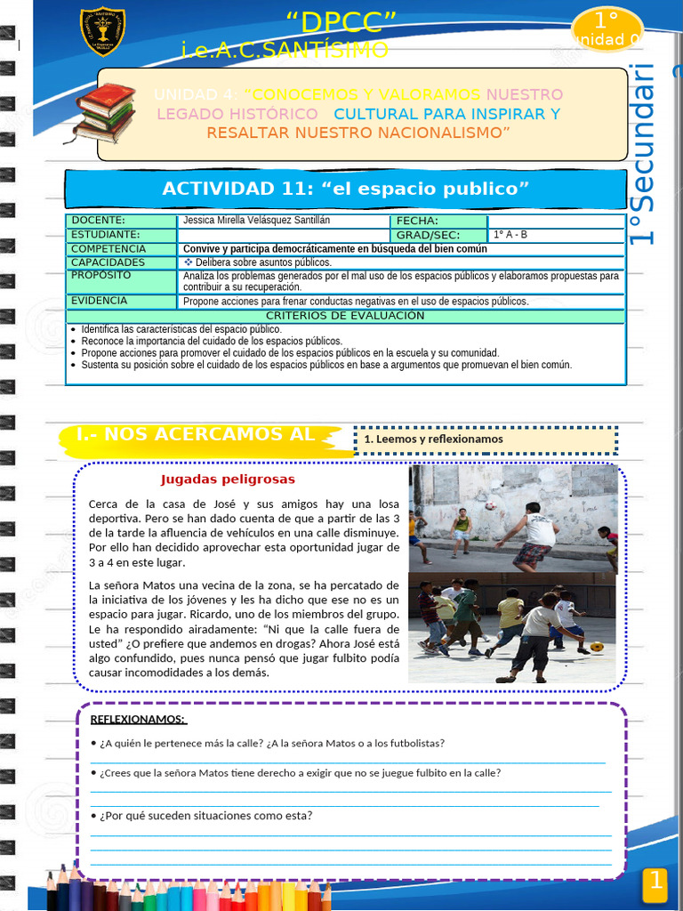 1° DPCC - Actv.11-Uni.4 2024 | PDF | Valores | Estado (política)