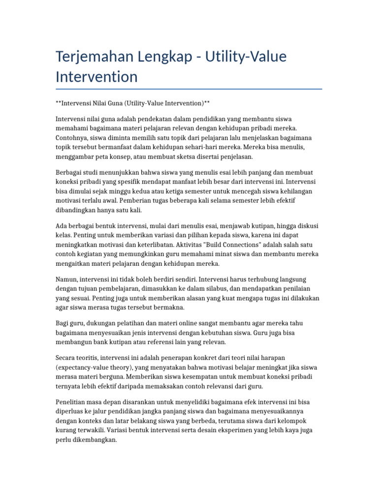Intervensi Nilai Guna dalam Pendidikan | PDF