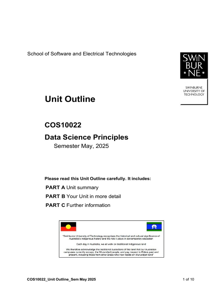 COS10022 Unit Outline May2025 HCM | PDF | Statistics | Data Science