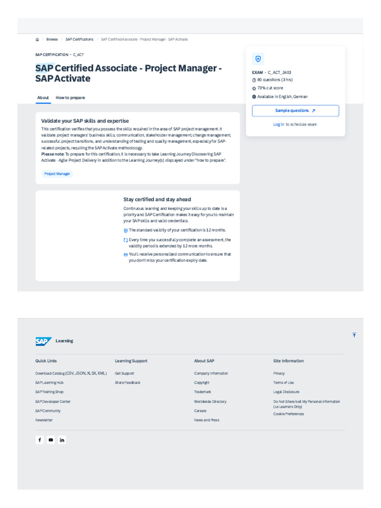 SAP Certified Associate Project Manager Guide | PDF | Certification
