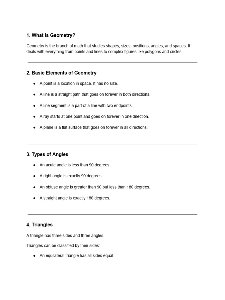 Geometry Notes For Grade | PDF | Area | Triangle
