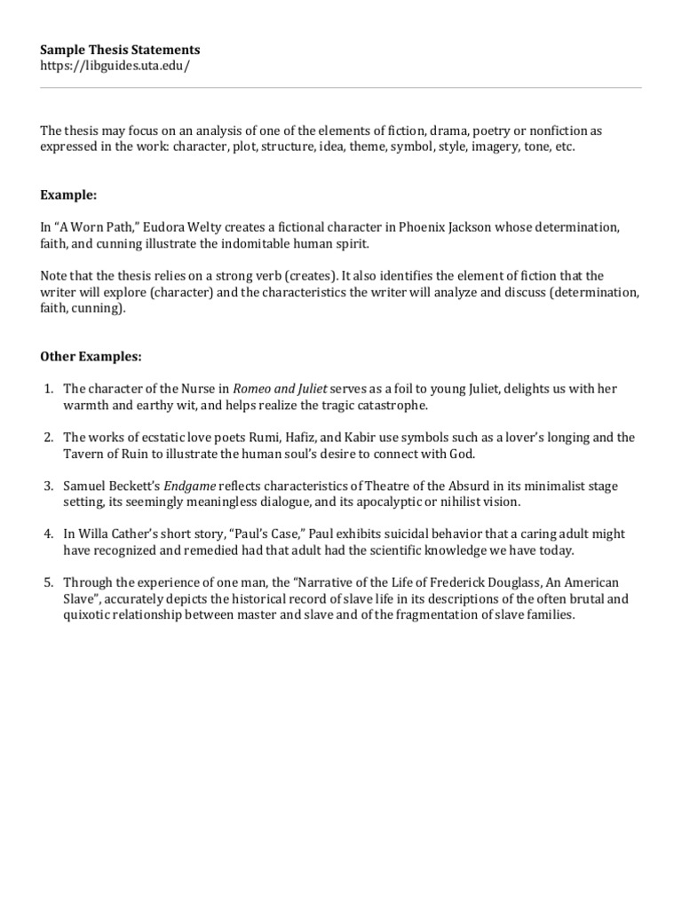Sample Thesis Statements | PDF