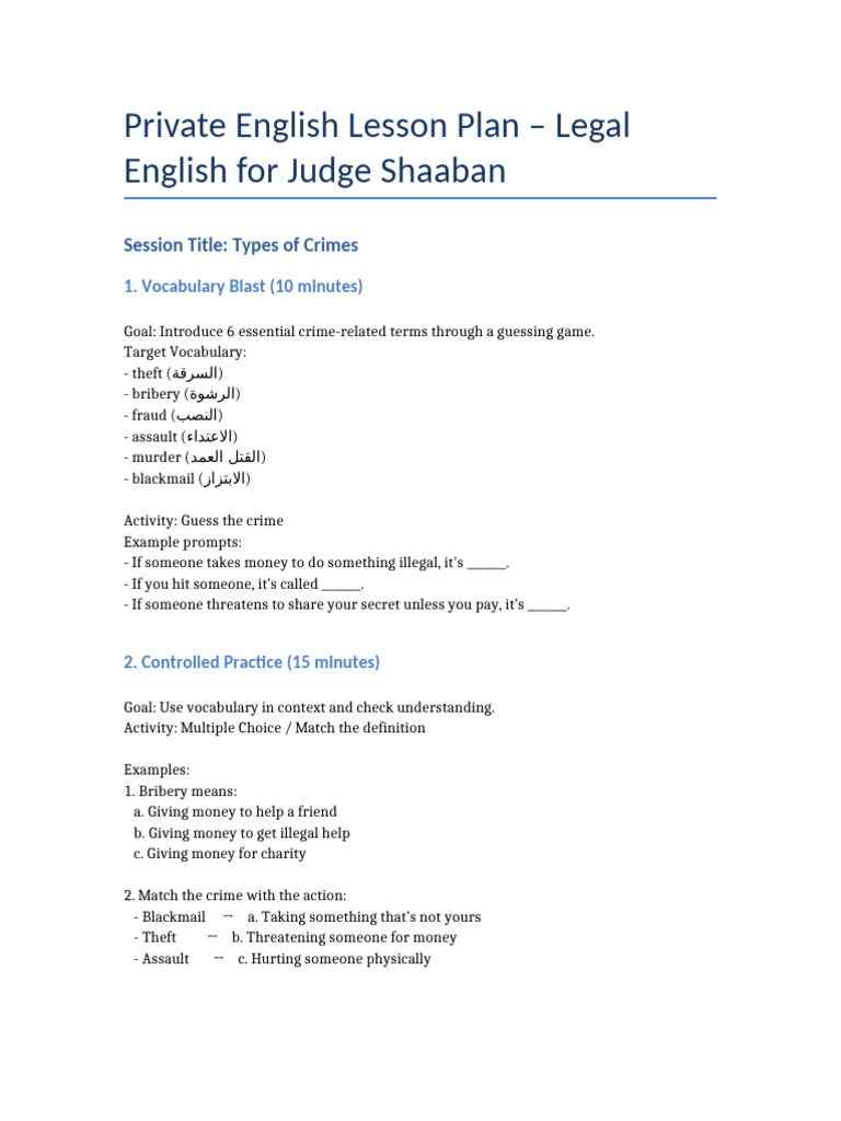 Legal English Lesson 2 For Judge Shaaban | PDF