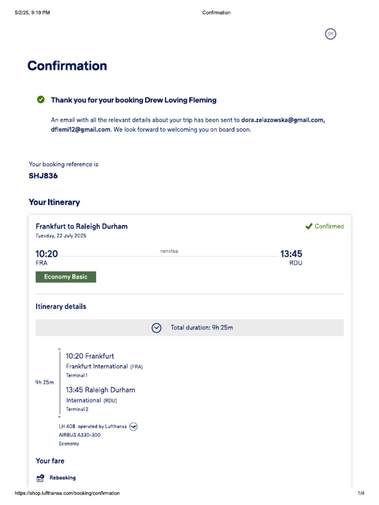 Flight Confirmation For Refund | PDF