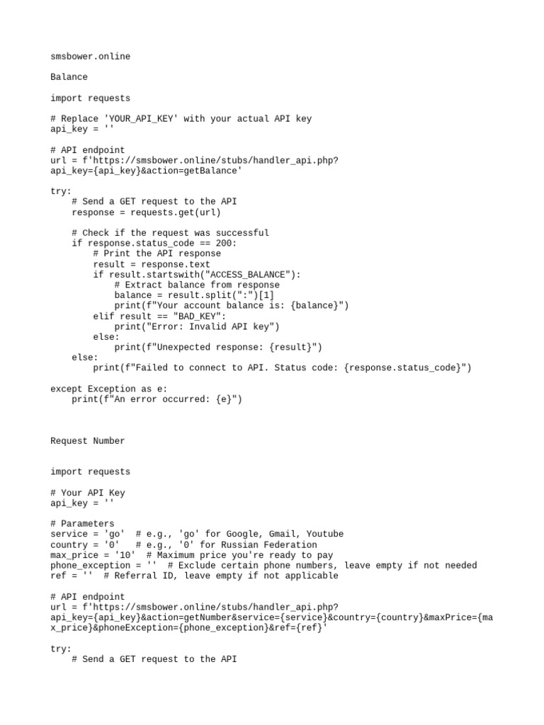 SMS Bower API Usage Guide | PDF | Software Engineering | Computing