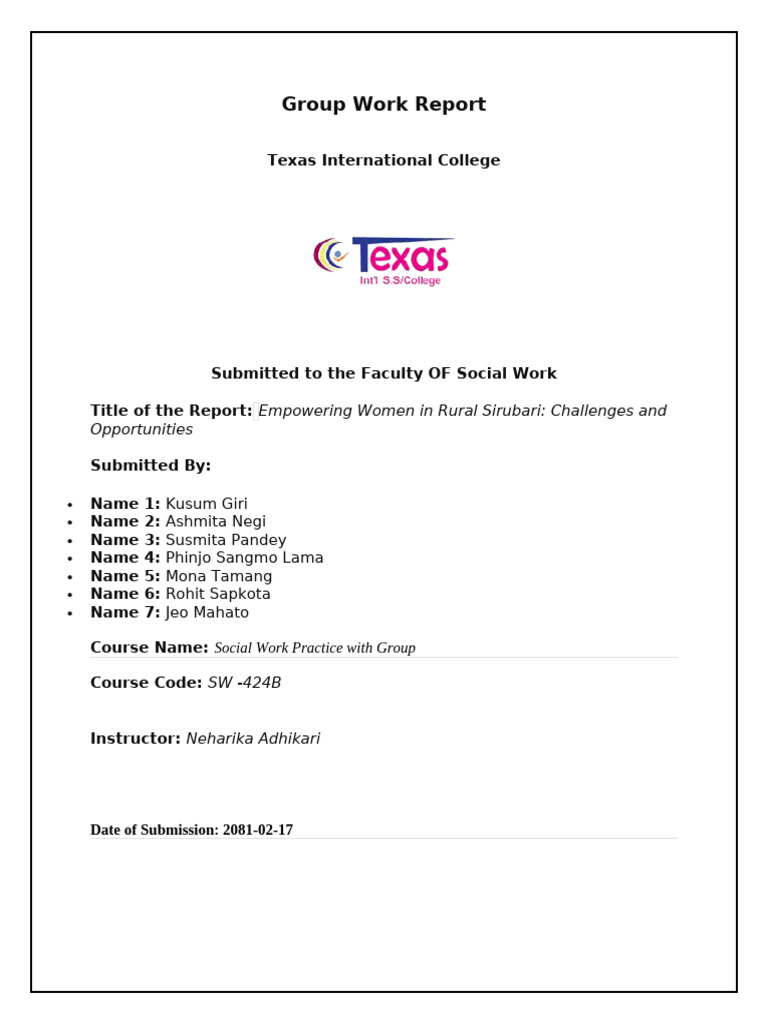 Front Page Group Report | PDF