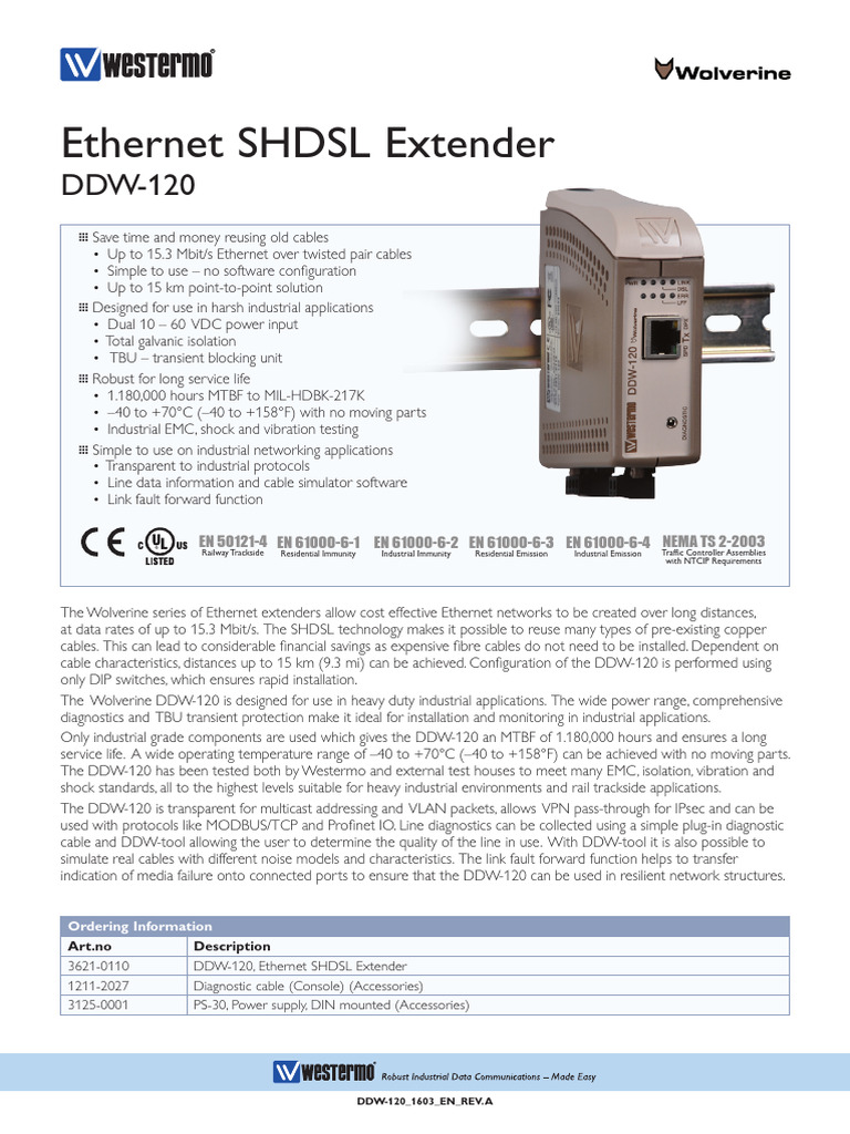 Westermo - Ds - ddw-120 - en | PDF | Ethernet | Computer Network