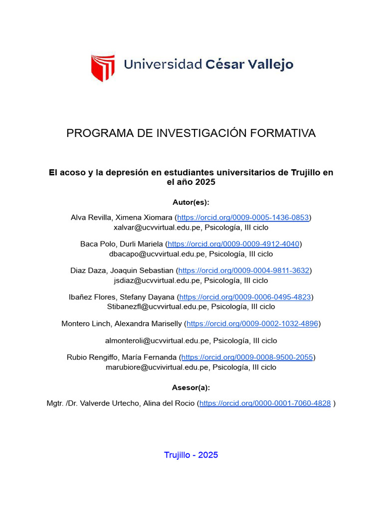 Esquema TIF Del Nivel II | PDF | Acoso sexual | Depresión (estado de ánimo)