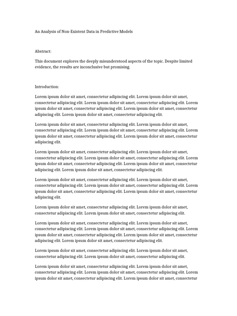 An Analysis of Non-Existent Data in Predictive Models | PDF