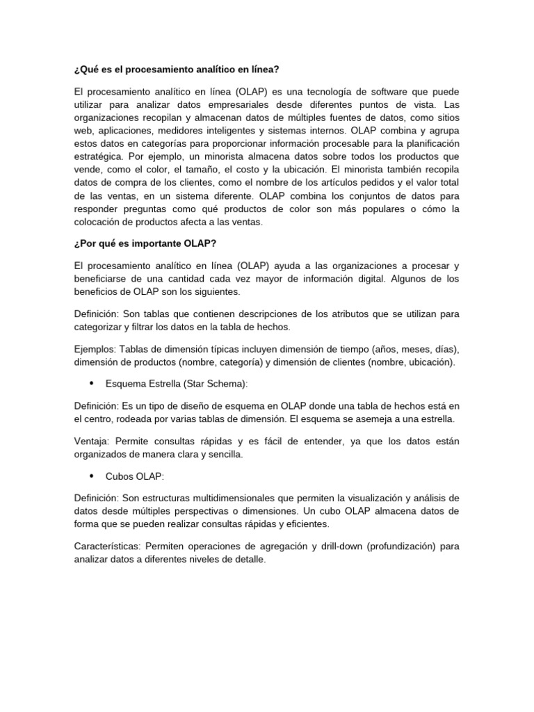 ¿Qué Es El Procesamiento Analítico en Línea? | PDF | Datos | Ciencias de la Información