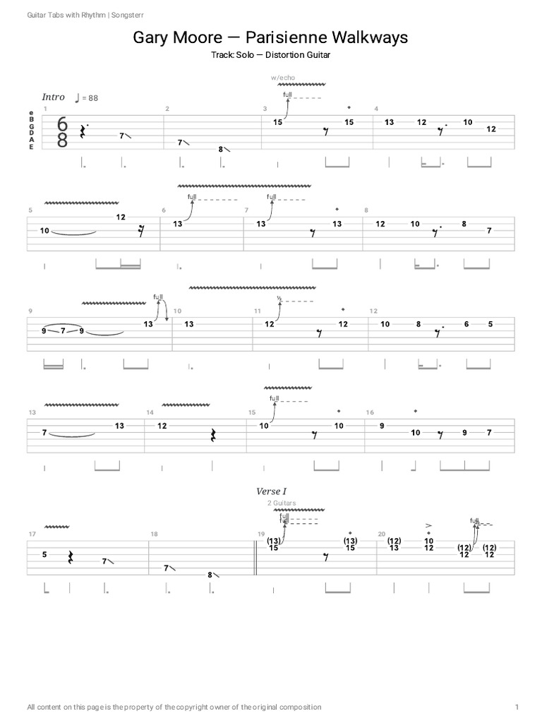 Gary Moore - Parisienne Walkways | PDF