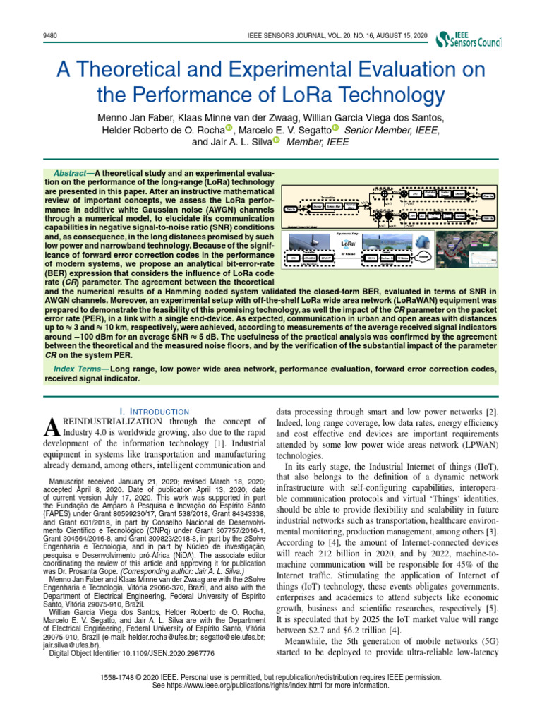 A Theoretical and Experimental Evaluation On The Performance of LoRa ...