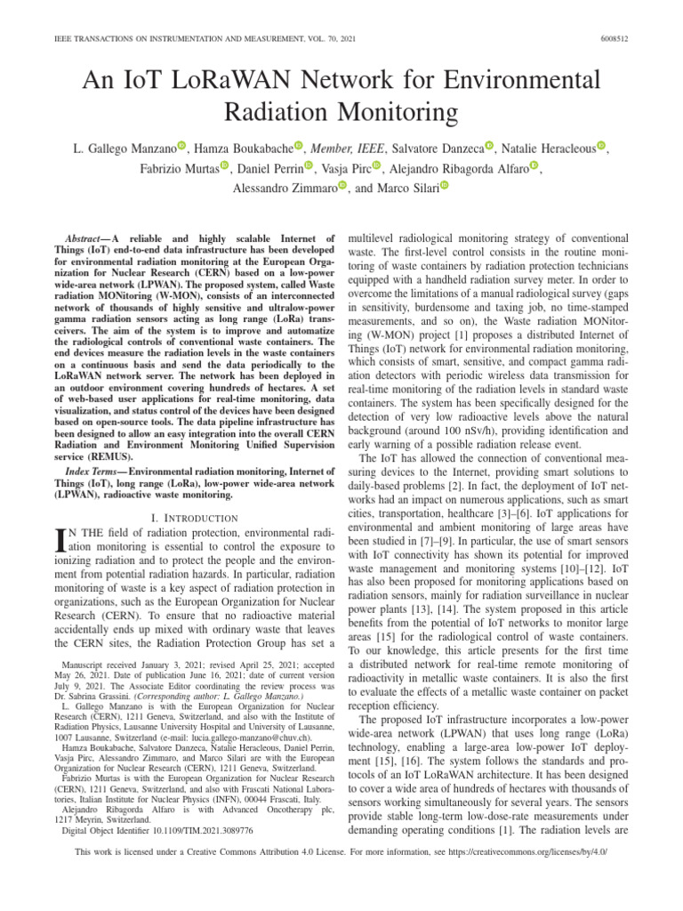 An IoT LoRaWAN Network For Environmental Radiation Monitoring | PDF ...