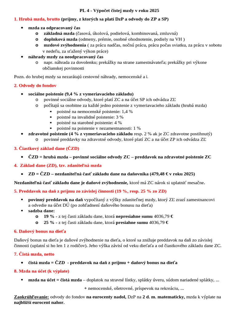 PL4 VypočetČistejMzdy | PDF