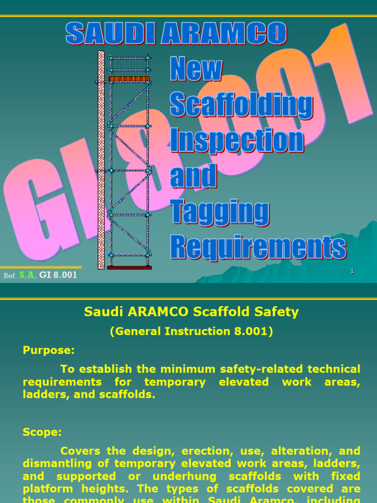 Scaffolding Safety Requirements GI 8.001 | PDF | Scaffolding | Stairs