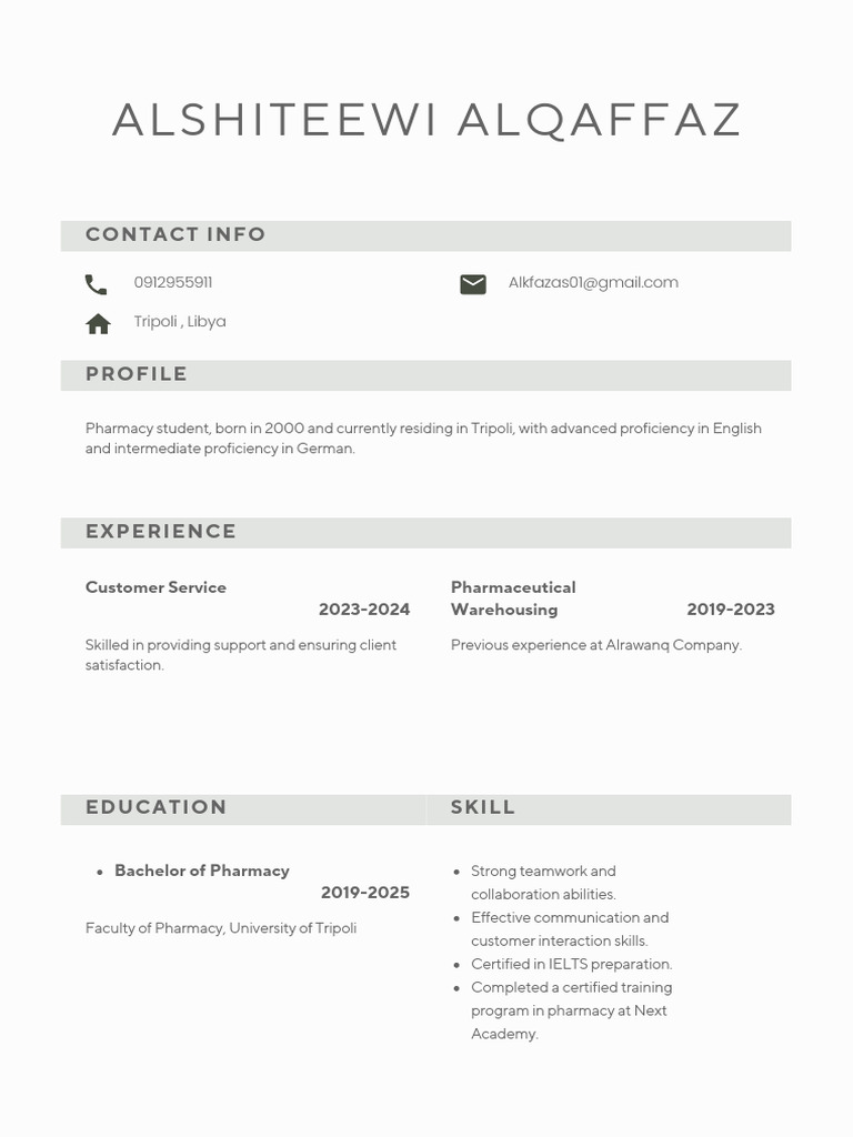 Black and White Minimalist Professional Resume A4 PDF | PDF