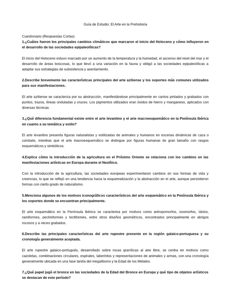 AYUDA_02_GUIA DE ESTUDIO_TEMAS 9-15_El arte en la prehistoria | PDF ...