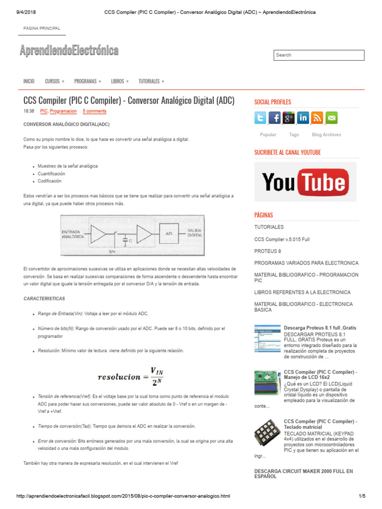CCS Compiler (PIC C Compiler) - Conversor Analógico Digital (ADC) - AprendiendoElectrónica | PDF ...