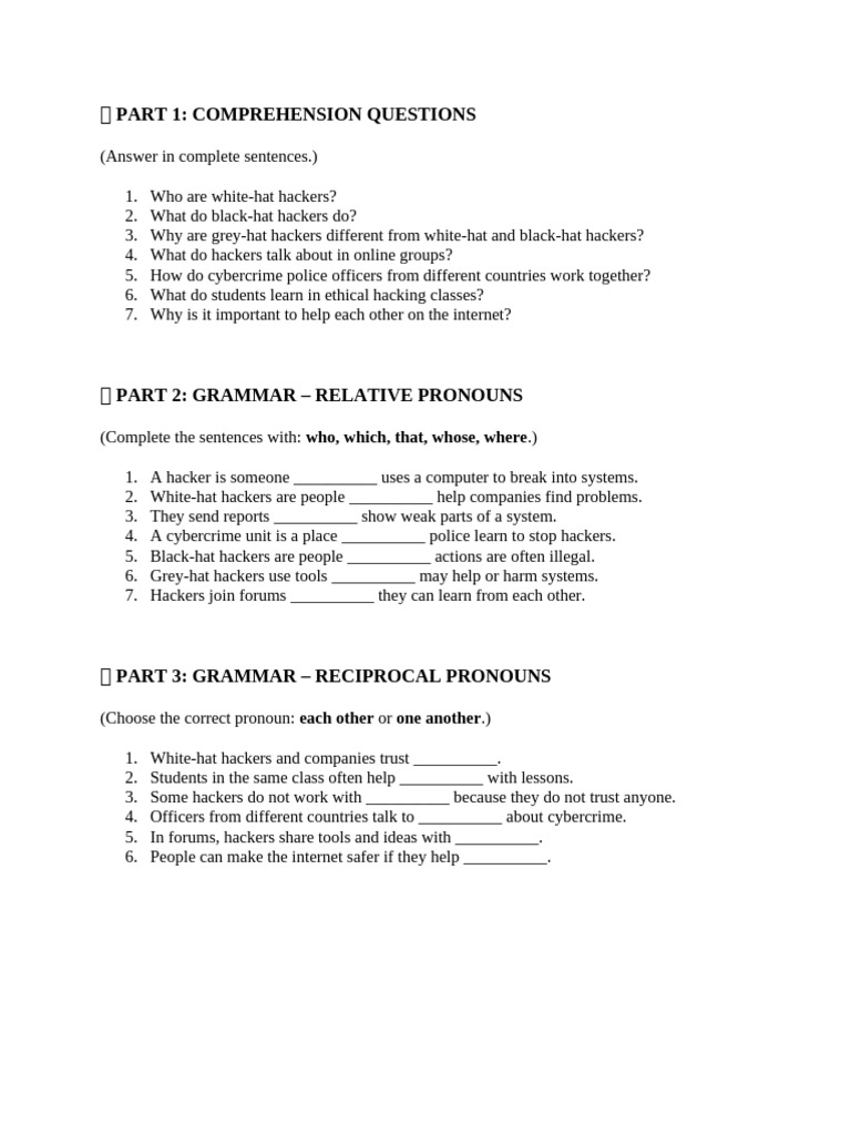 Continuation of Reading Passage On Ethical Hacking With Exs | PDF