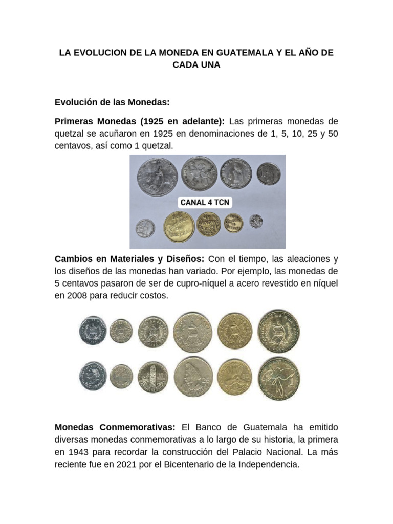 La Evolucion de La Moneda en Guatemala y El Año de Cada Una | PDF