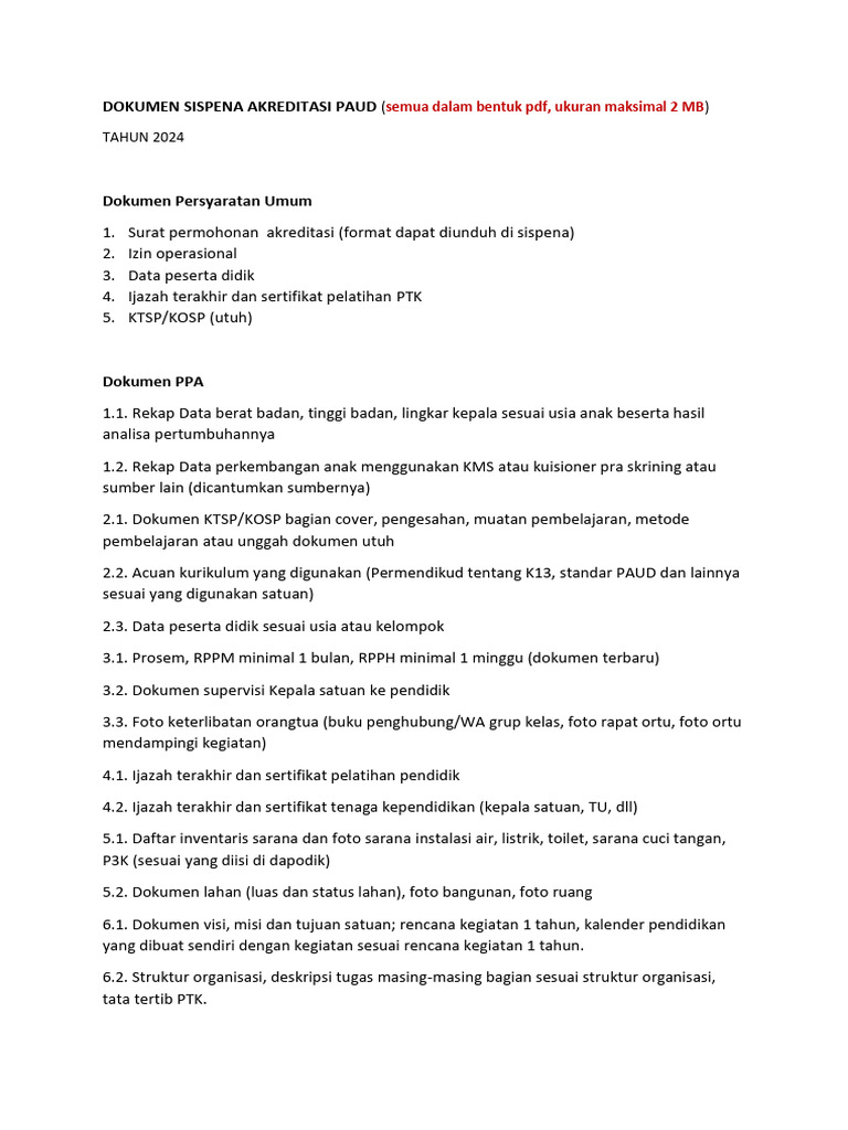 Dokumen Sispena Paud | PDF