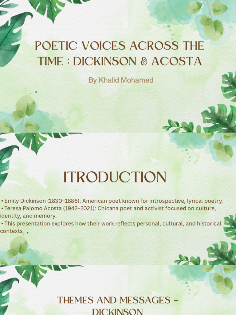 Poetic Voices Across The Time Dickinson & Acosta | PDF | Poetry | Quilt