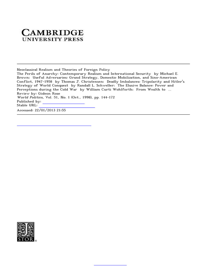 Neoclassical Realism in Foreign Policy | PDF | Philosophical Theories ...