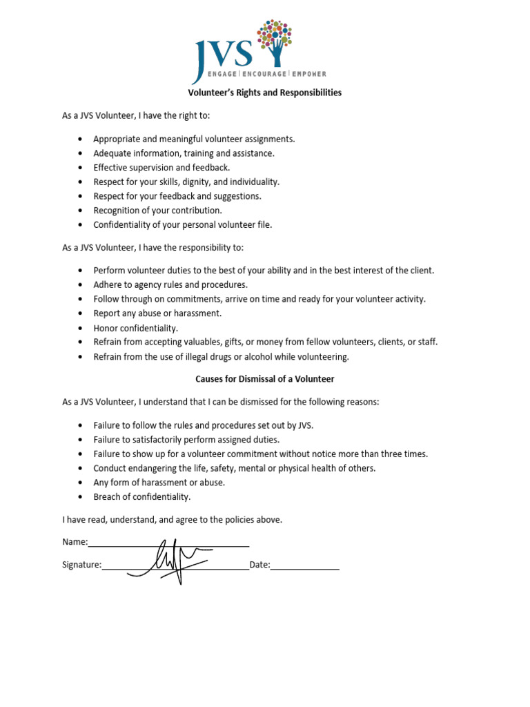 4 Volunteers Rights and Responsibilities-Fillable | PDF