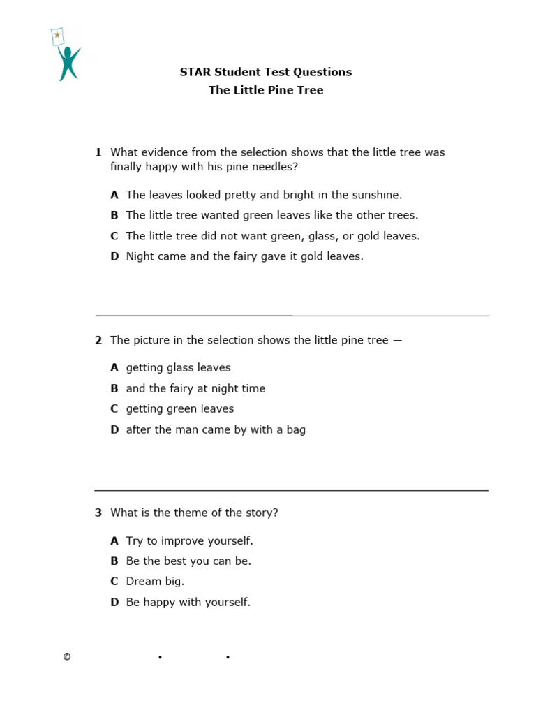 STAR Test Questions: The Little Pine Tree | PDF