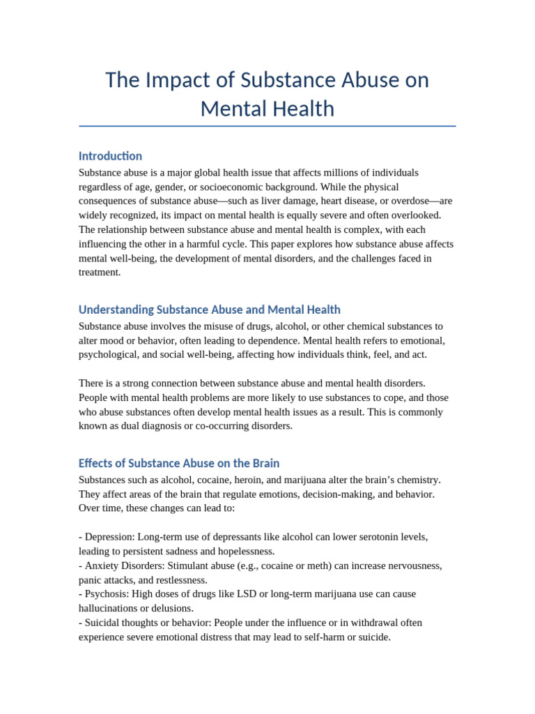 Substance Abuse's Impact on Mental Health | PDF | Substance Abuse ...