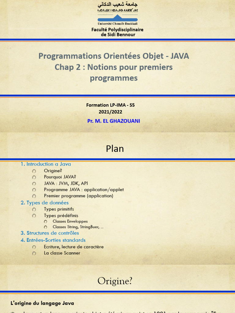 Chap2 - Notions de Base-Java | PDF | Java (Langage de programmation ...