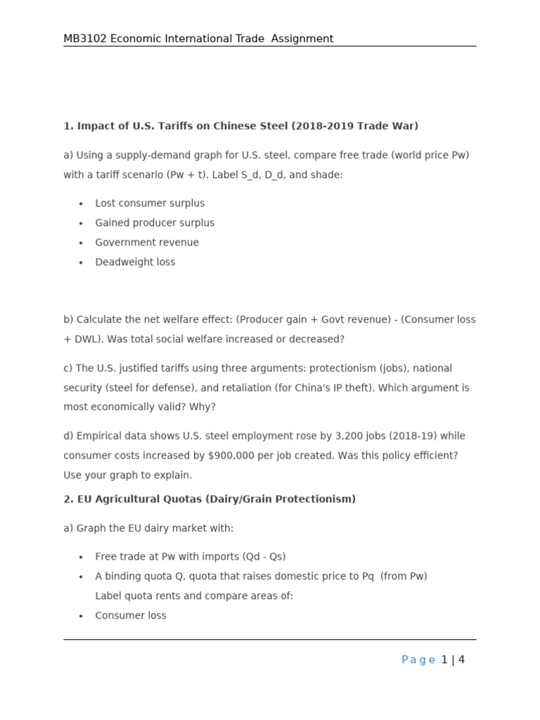 International Trade Essay | PDF | Free Trade | Tariff