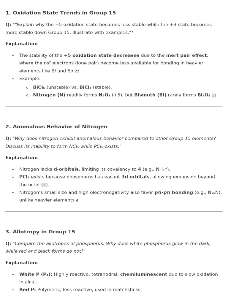 Group 15 P | PDF | Nitrogen | Selenium