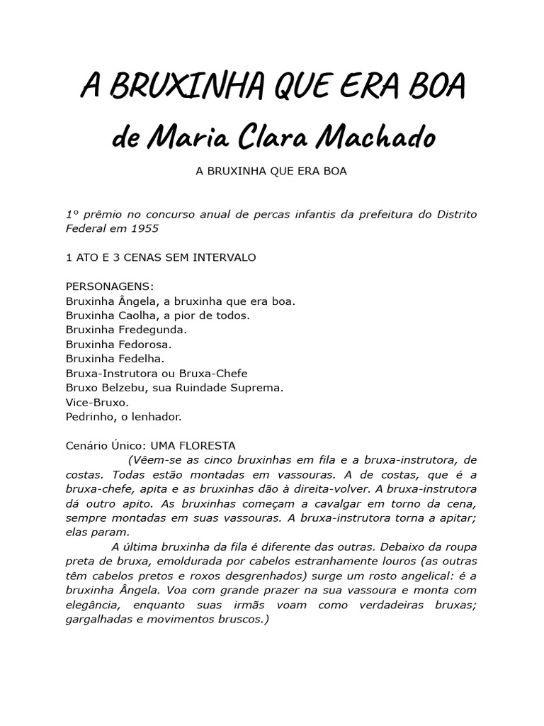 A BRUXINHA QUE ERA BOA de Maria Clara Machado - Completo | PDF