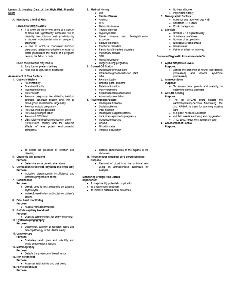 CMC Lec Maternal HR - Lesson 1 (Midterm) | PDF | Pregnancy | Prenatal Development