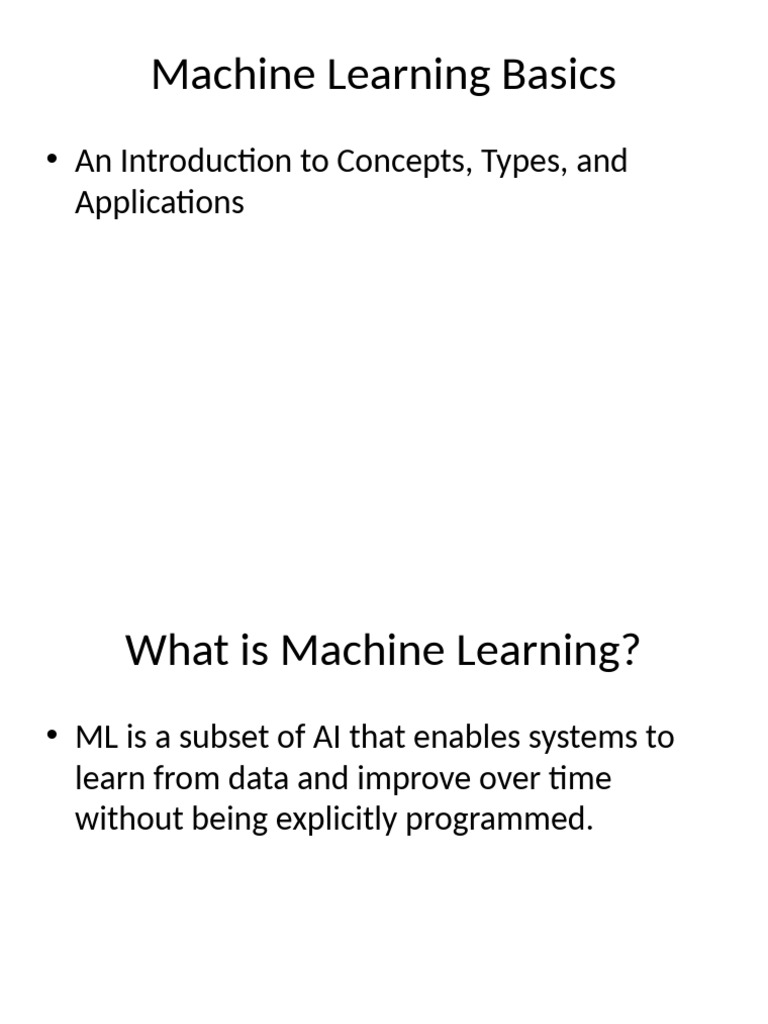 Machine Learning Basics Overview | PDF