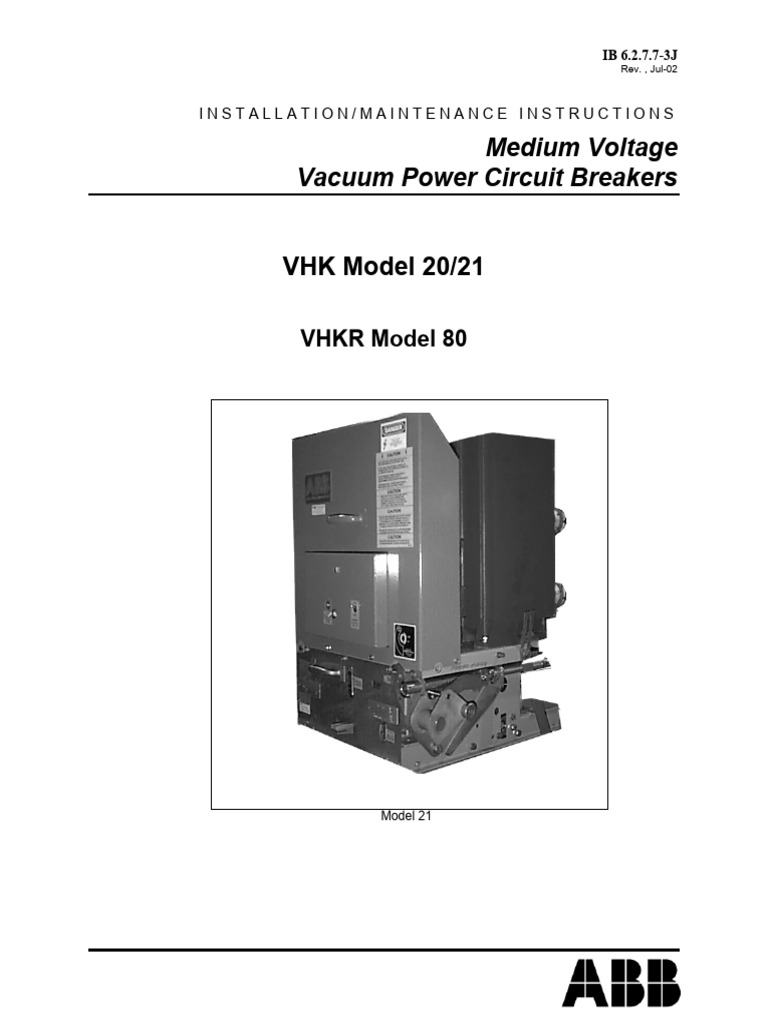 Installation Guide for VHK Circuit Breakers | PDF | Switch | Relay