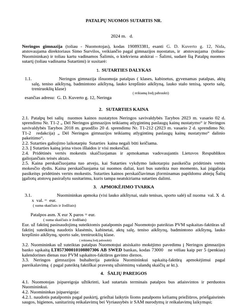 Patalpu-nuomos-sutartis | PDF