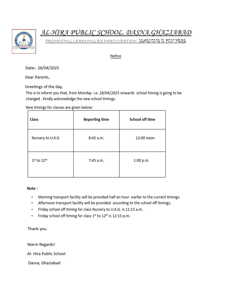 Time Change Notice-3 | PDF