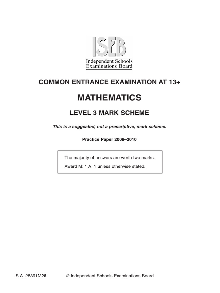 13 Mathematics Level 3 Mark Scheme | PDF | Mathematics | Arithmetic