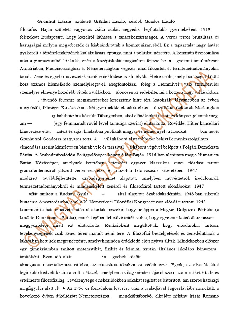 Gondos Grunhut Laszlo | PDF