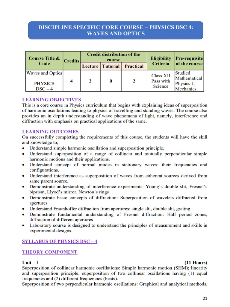 Physics Syllabus Sem4 Nep BSC (P) | PDF