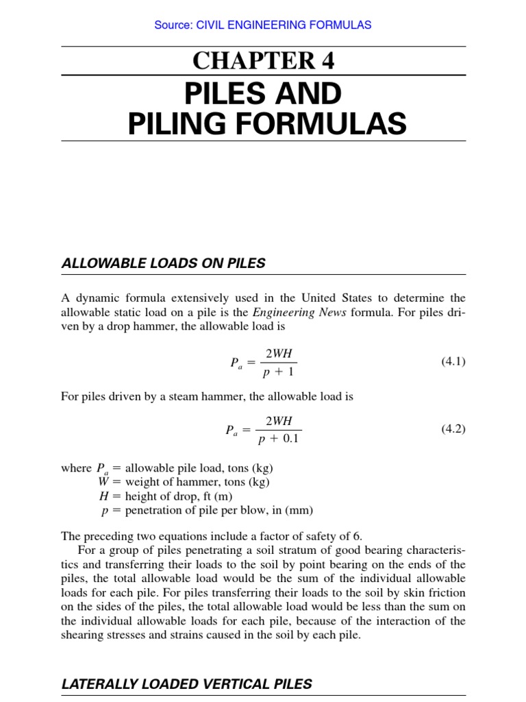 Piles and Piling Formula | Deep Foundation | Strength Of Materials