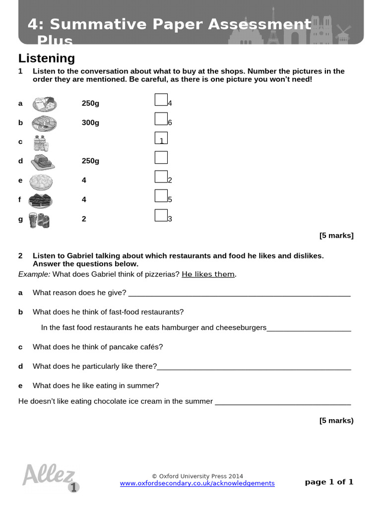 Test Unit 4 Listening | PDF